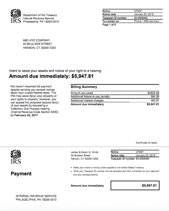 IRS Notice CP297: What Is IRS Notice of Intent To Levy? - SuperMoney