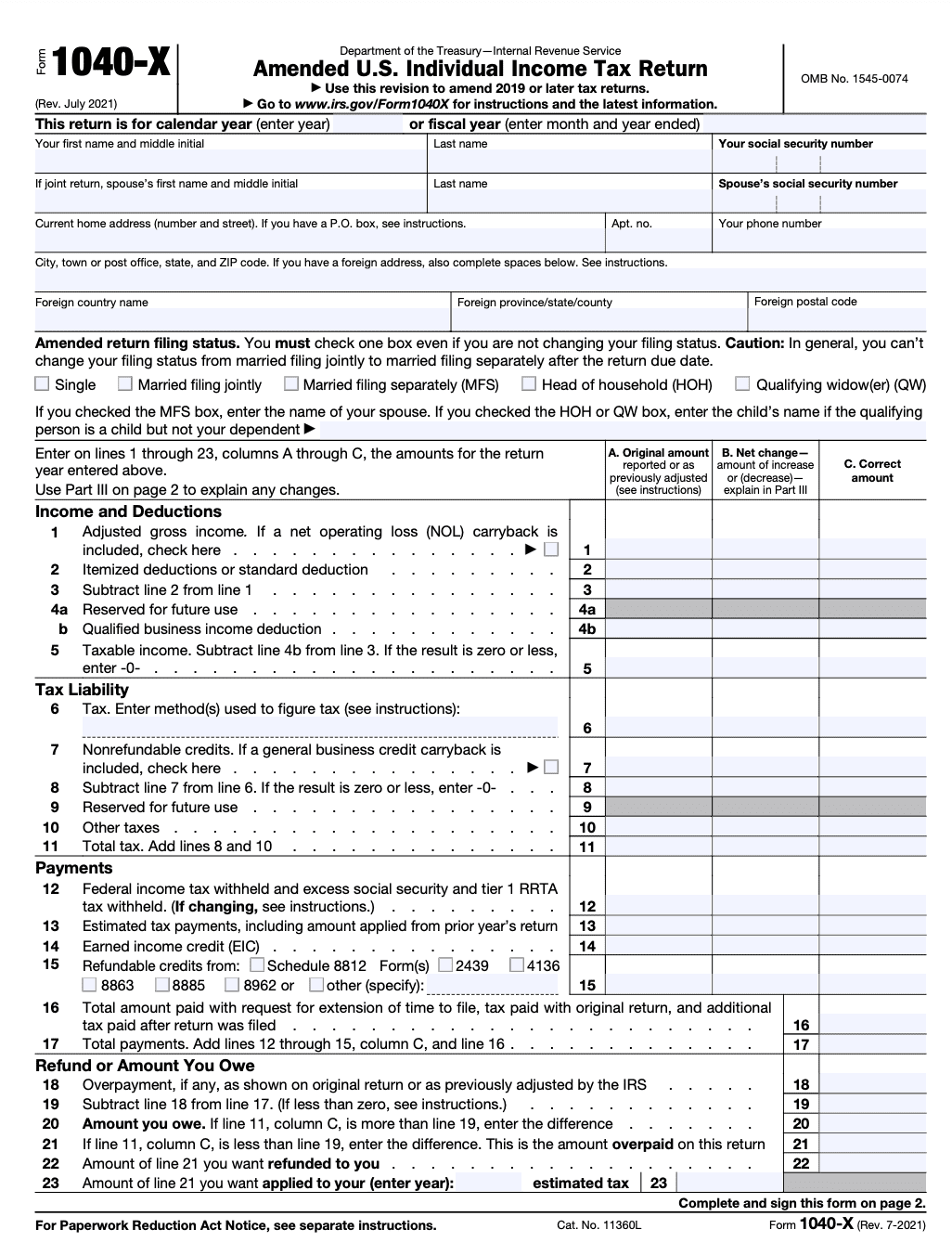 IRS Form 1040-X: Explanation, Filing Process, and Real-Life Scenarios ...